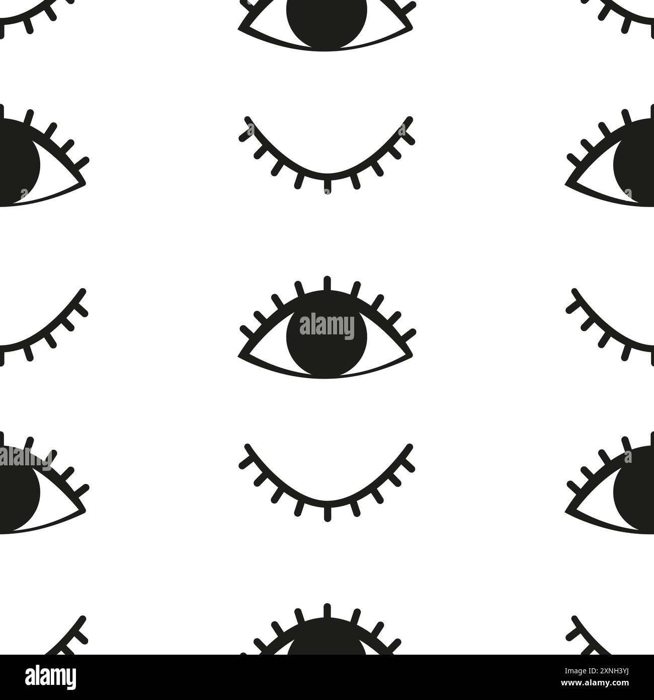 Open and closed eye. Winked eyes seamless pattern Stock Vector Image ...