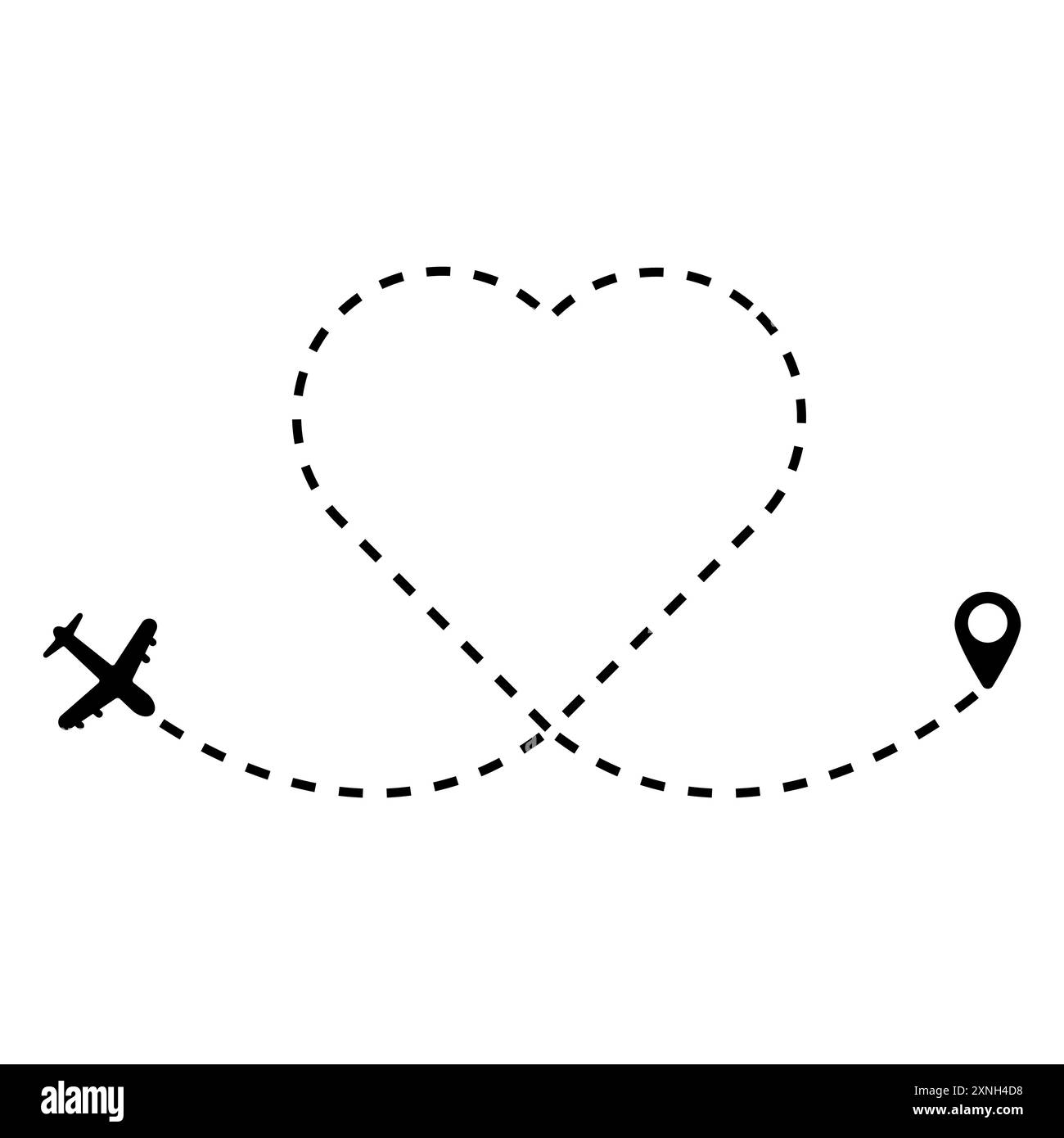 Airplane path heart map hi-res stock photography and images - Alamy