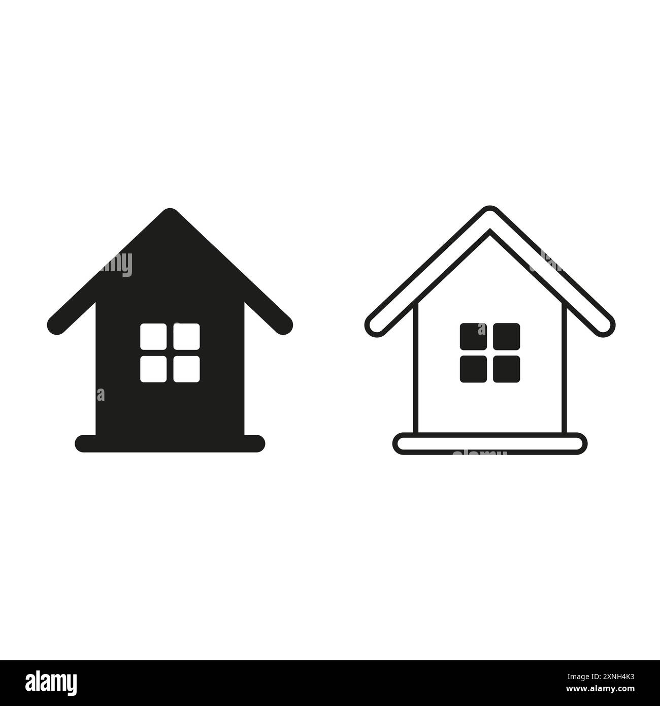 House icons set. Black and white vector illustrations. Simple home ...