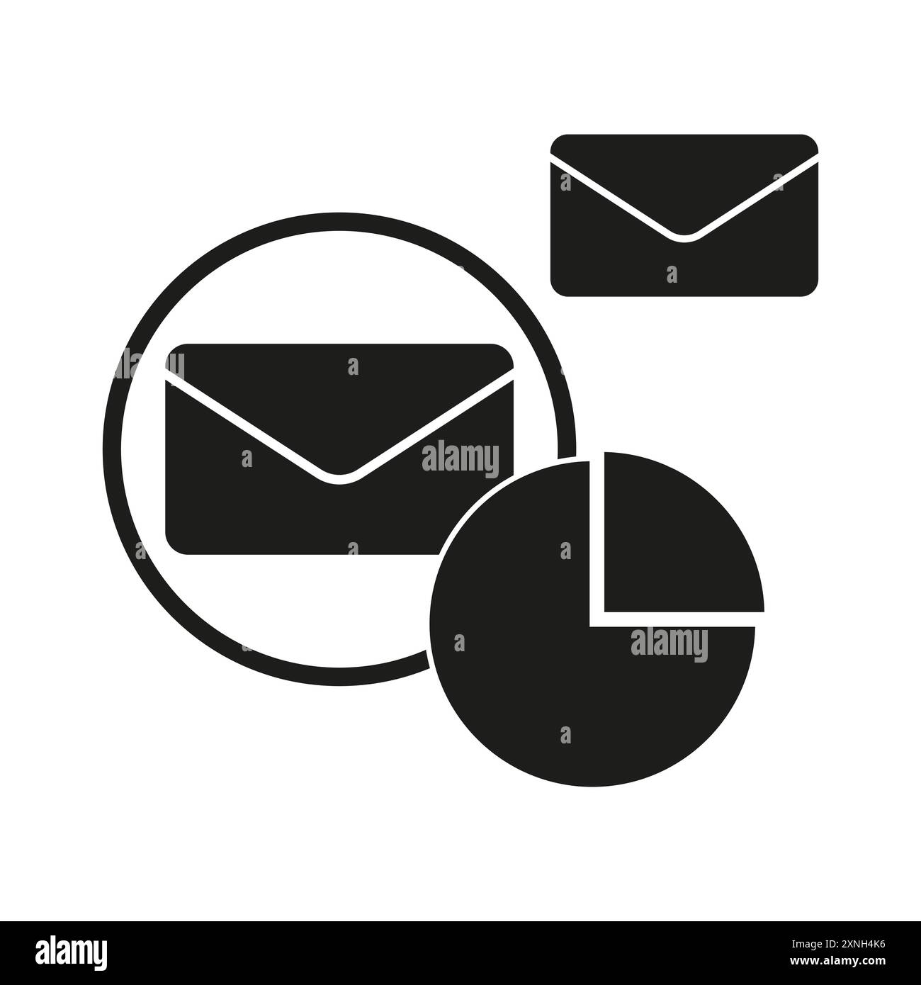 Email icon set. Pie chart symbol. Communication graphic element. Vector ...