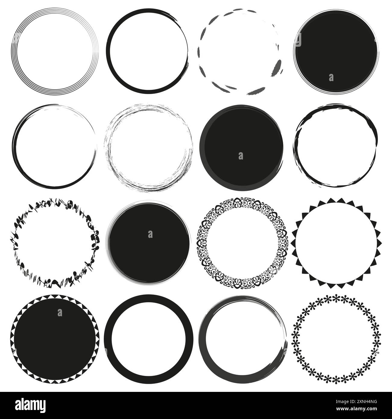 Variety of circular frames. Black and white. Different styles. Vector illustration Stock Vector ...