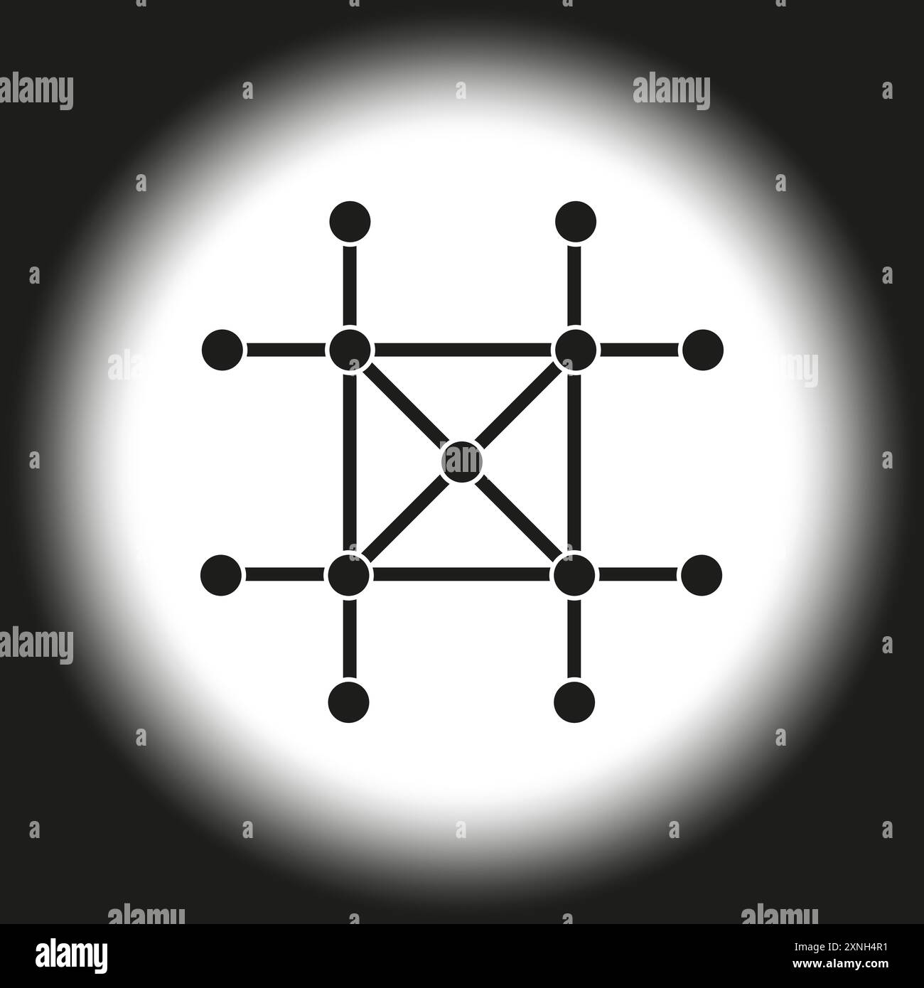 Network connection icon. Abstract vector structure. Black and white ...