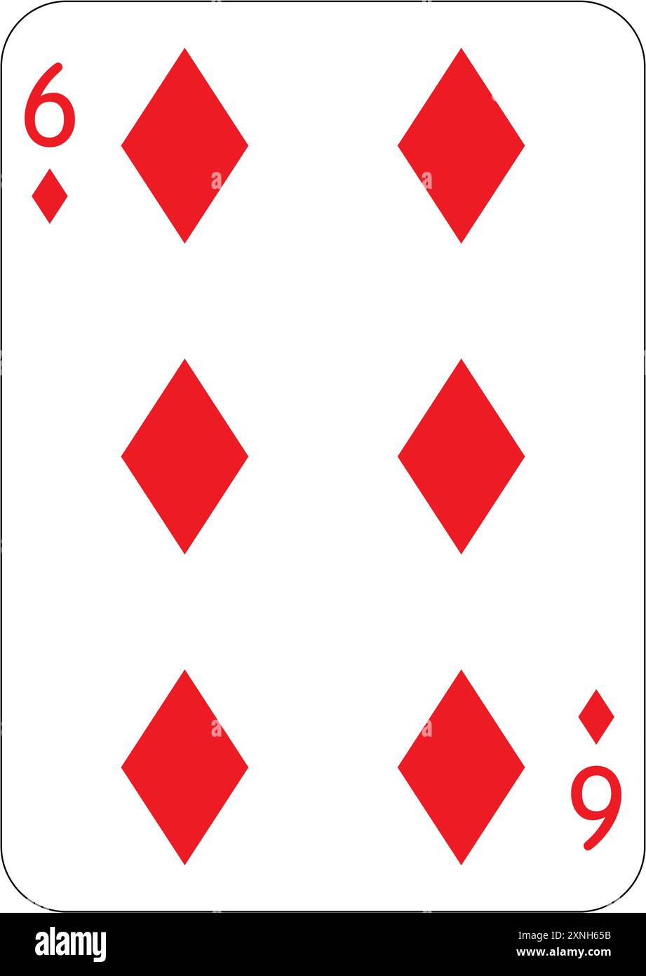 6 of diamonds. One playing card, illustration Stock Photo - Alamy
