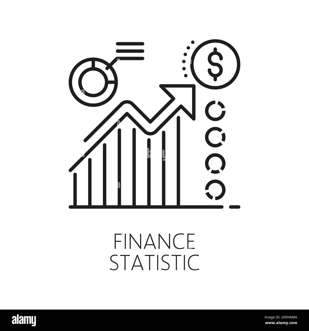 Finance statistic line icon, Isolated vector monochrome sign of ...