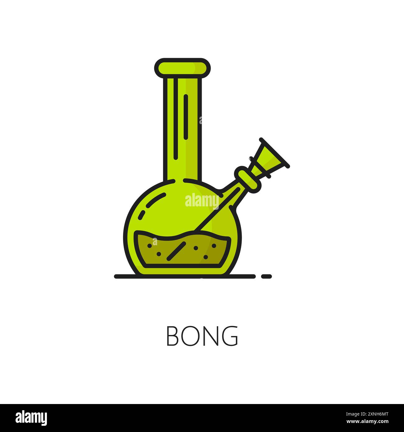Medical cannabis smoking bong color line icon. Medicine marijuana plant thin line pictogram ...