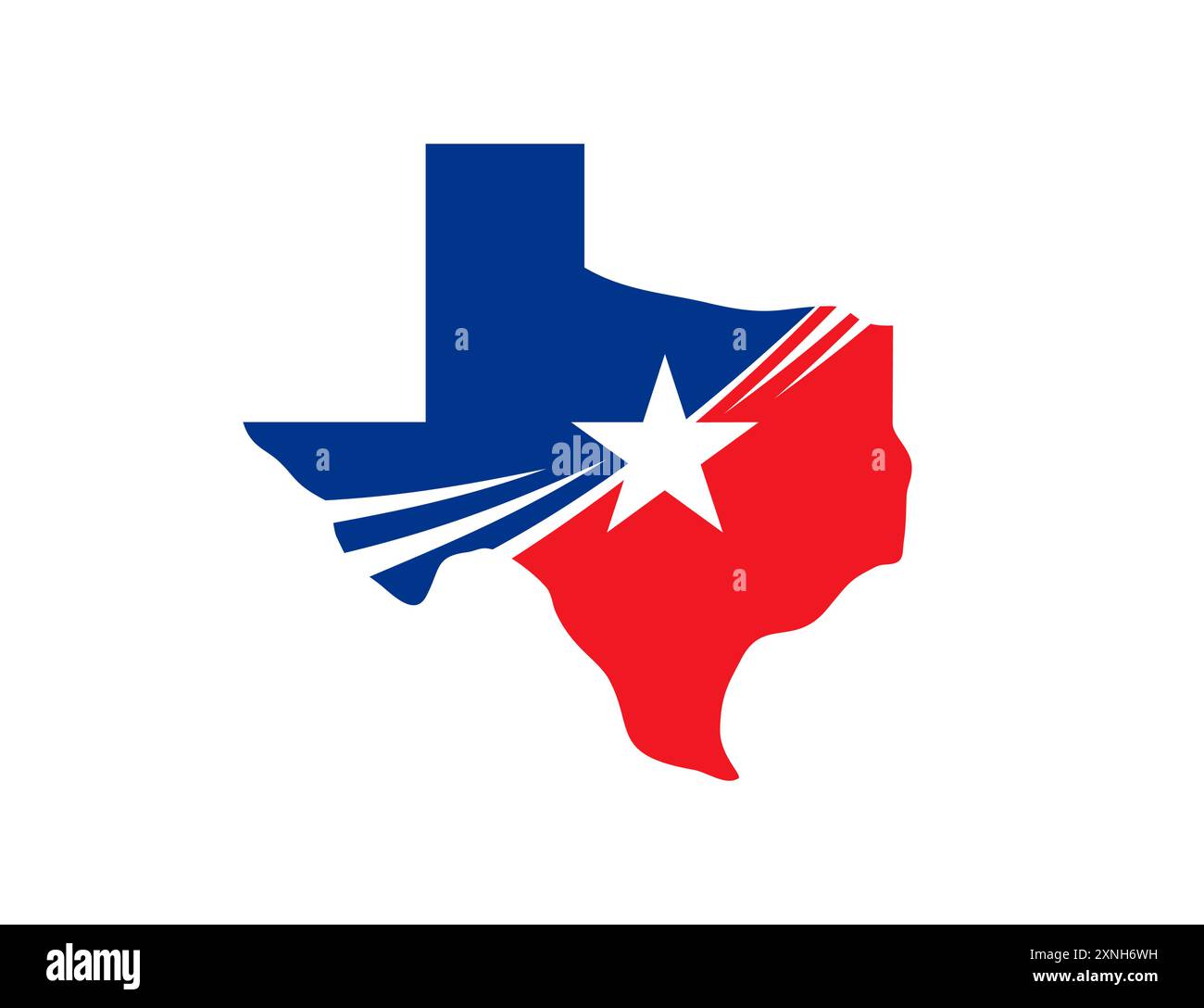 Texas state symbol of map and flag with American US star, vector icon ...