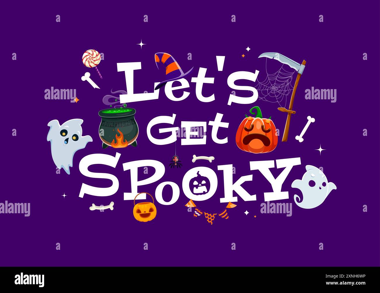Halloween quote Let Us Get Spooky for horror night holiday, vector ...