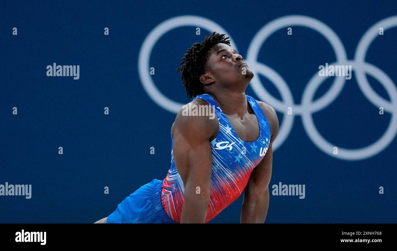 Frederick Richard, of the United States, performs on the floor during ...