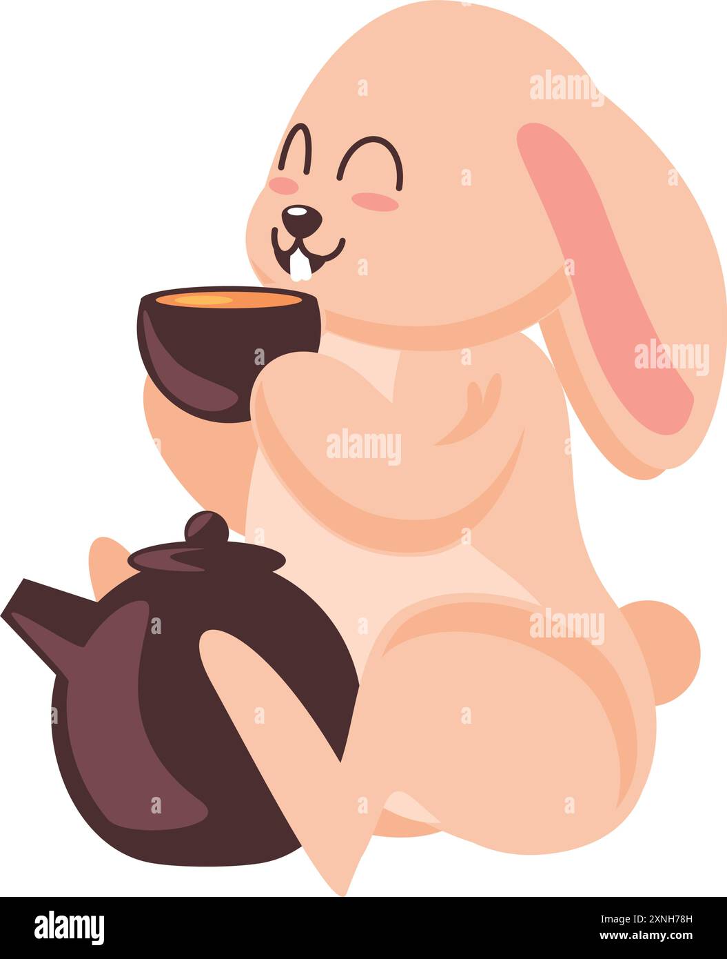 rabbit drinking tea in mid autumn Stock Vector Image & Art - Alamy