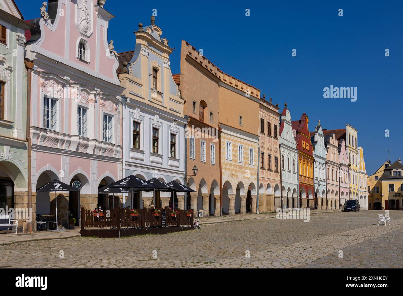 Telc, Czech Republic. June 25, 2024. Main Square of Telc and colorful ...