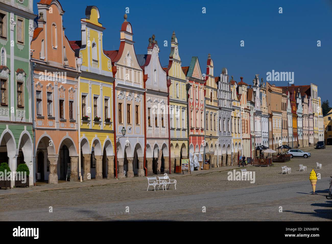 Telc, Czech Republic. June 25, 2024. Main Square of Telc and colorful ...