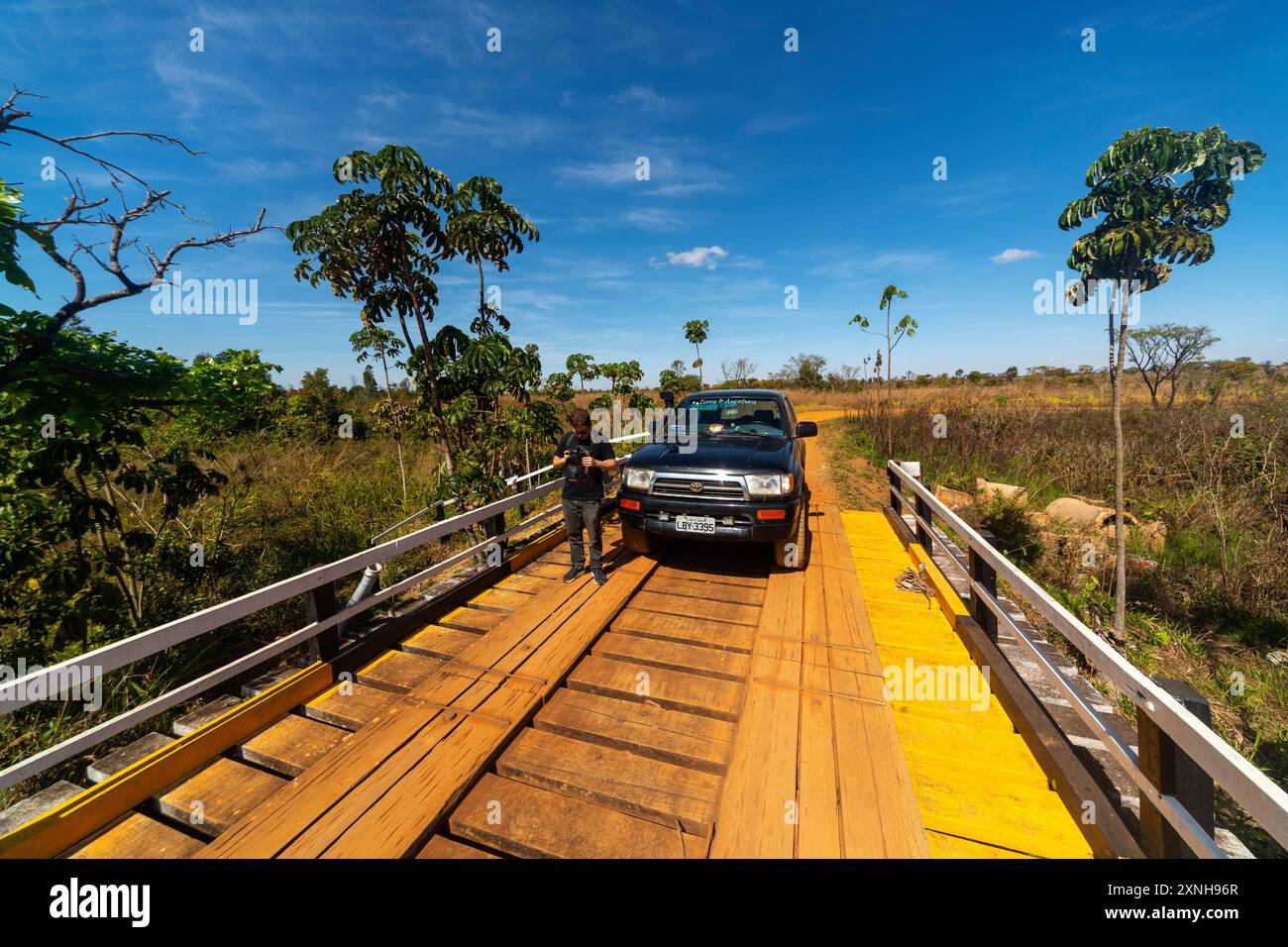 Wooden bridge over Formoso river, Emas National Park, Goiás Estate ...