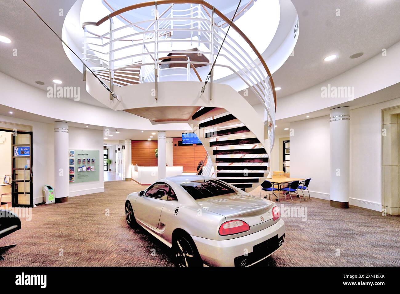 British Motor Museum Gaydon the main reception area and staircase with ...
