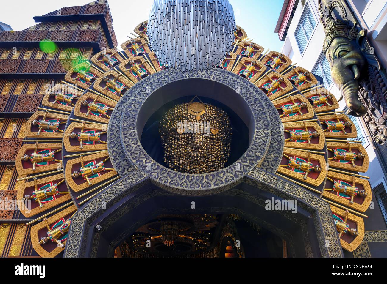 View of decorated Durga Puja pandal in Kolkata, West Bengal, India on ...