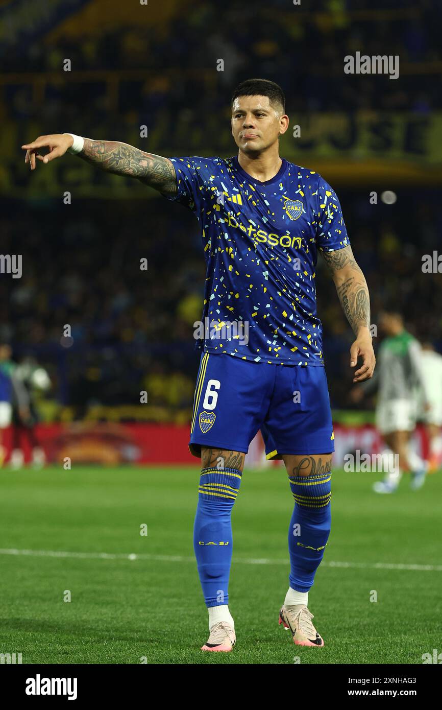 Boca Juniors' defender Marcos Rojo gestures during a warm up before the ...