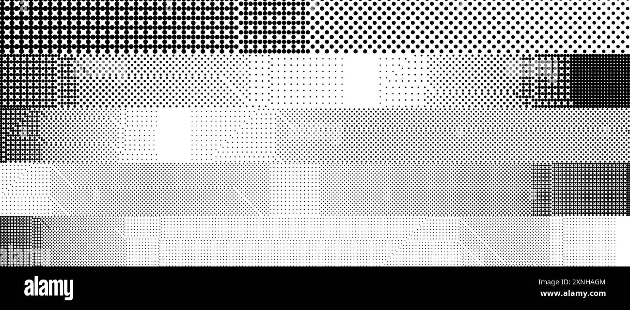 Glitchy pixelated striped pattern. Bitmap noise stripe texture. Halftone glitch grunge overlay ...