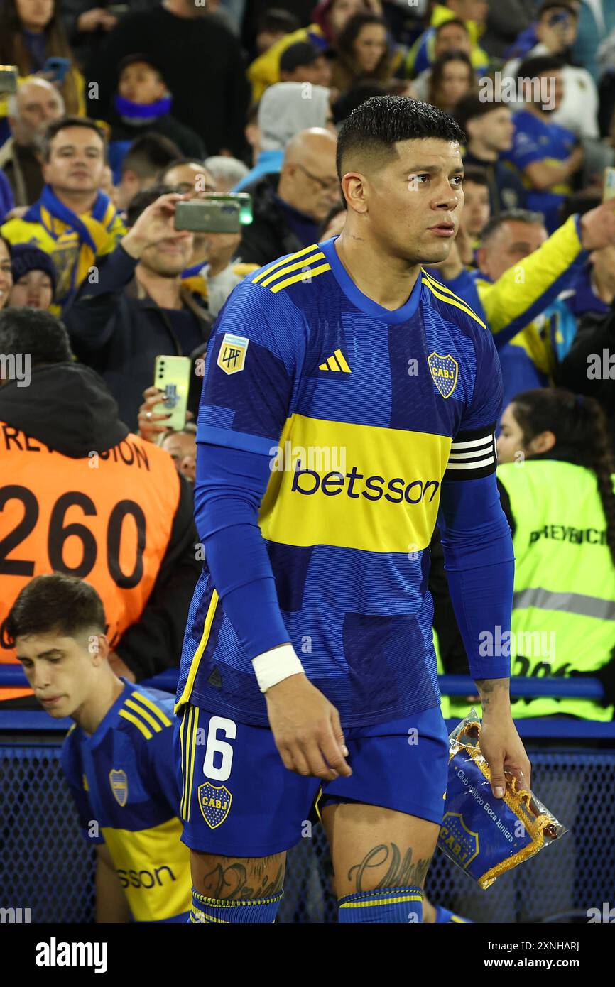Boca Juniors defender Marcos Rojo looks on before the Argentine ...