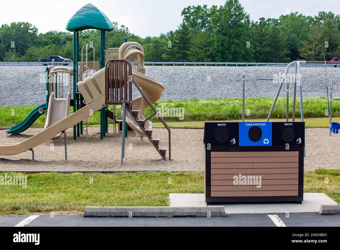 A playground and recycling bin at J. Edward Roush Lake near Huntington ...