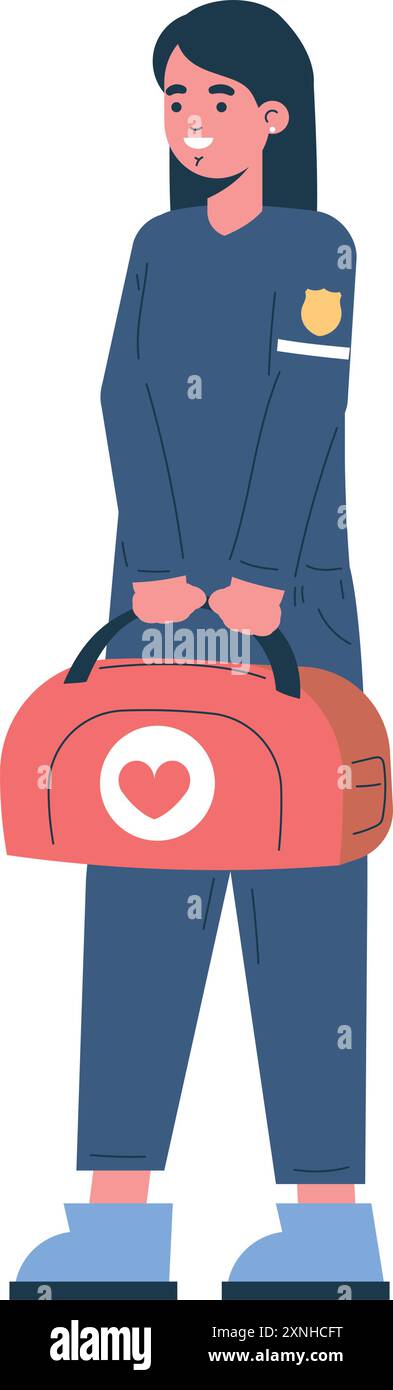female paramedic character with first aid kit Stock Vector Image & Art ...