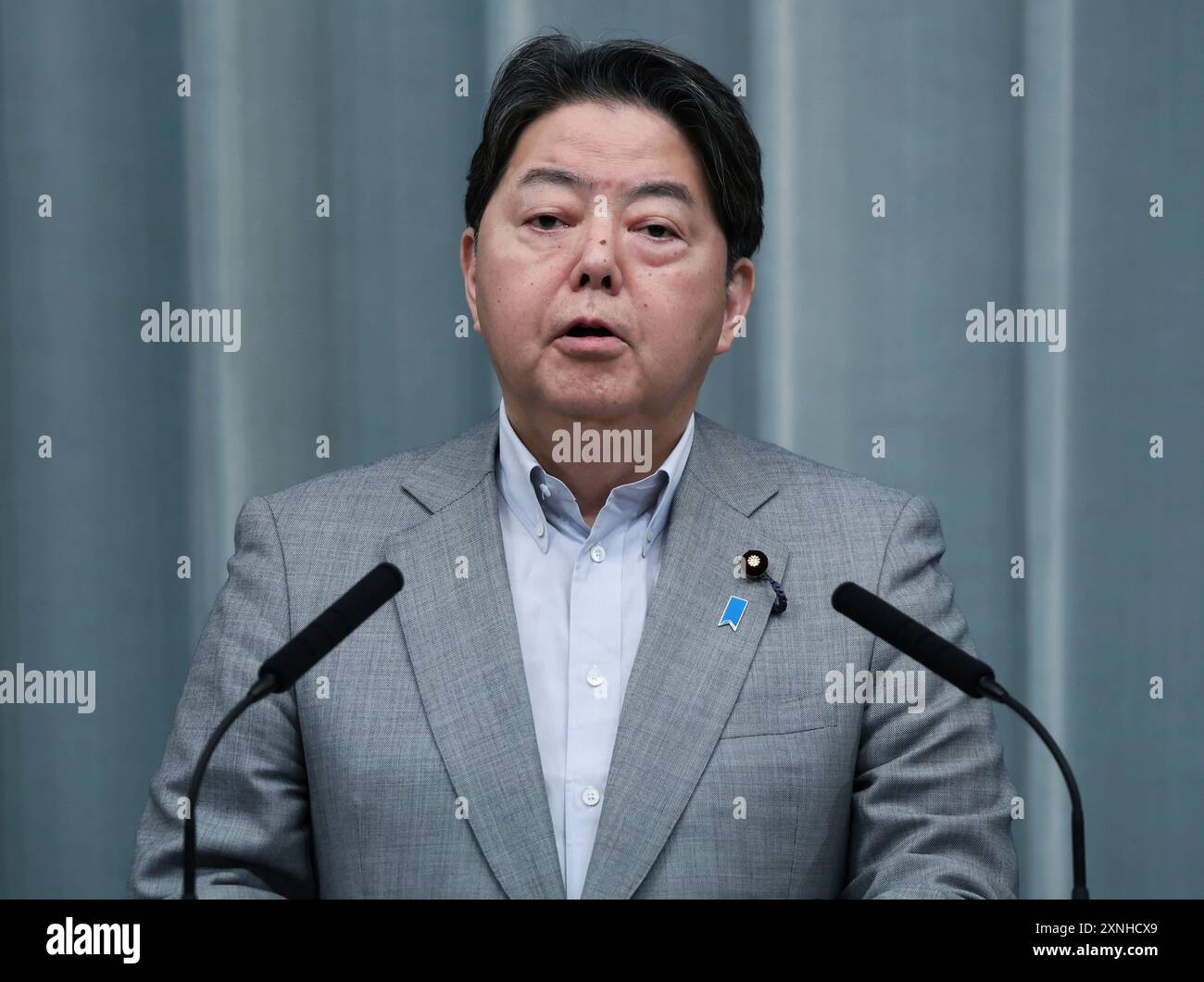 Japanese Chief Cabinet Secretary Yoshimasa Hayashi attends a press ...