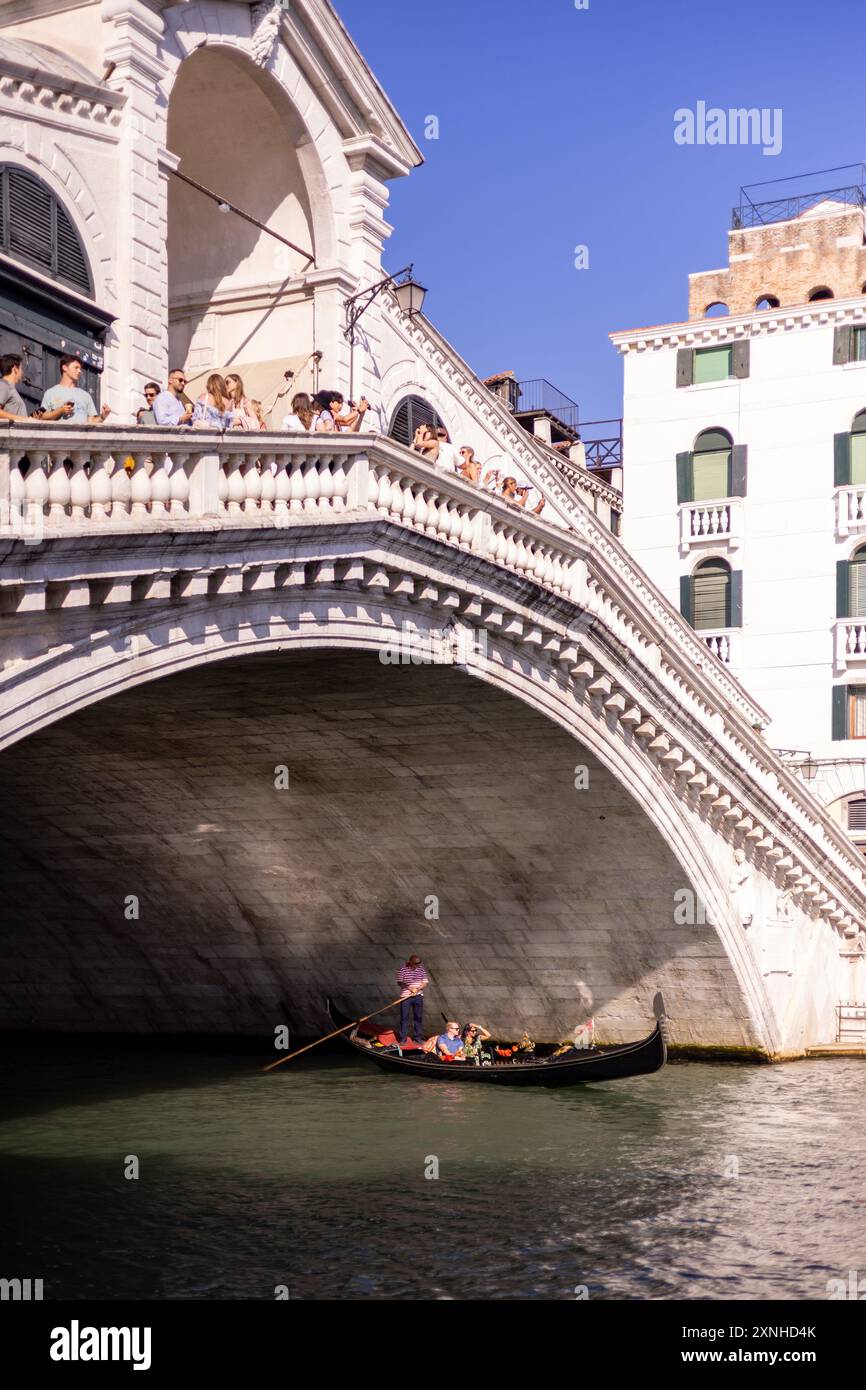 gondola ride under Rialto bridge Venice, Italy Stock Photo - Alamy
