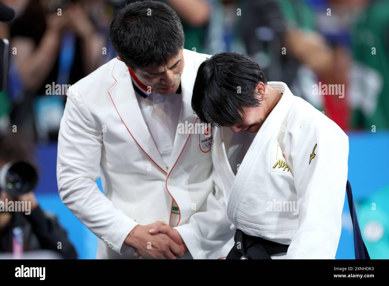 Paris, France. 29th July, 2024. (L to R) Hiroyuki Akimoto, Haruka ...