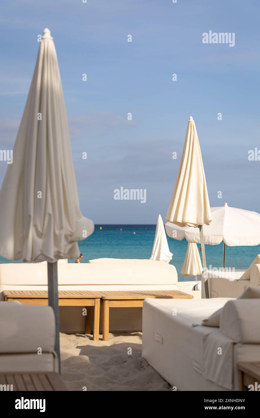 white modern beach beds Corsica France Stock Photo - Alamy
