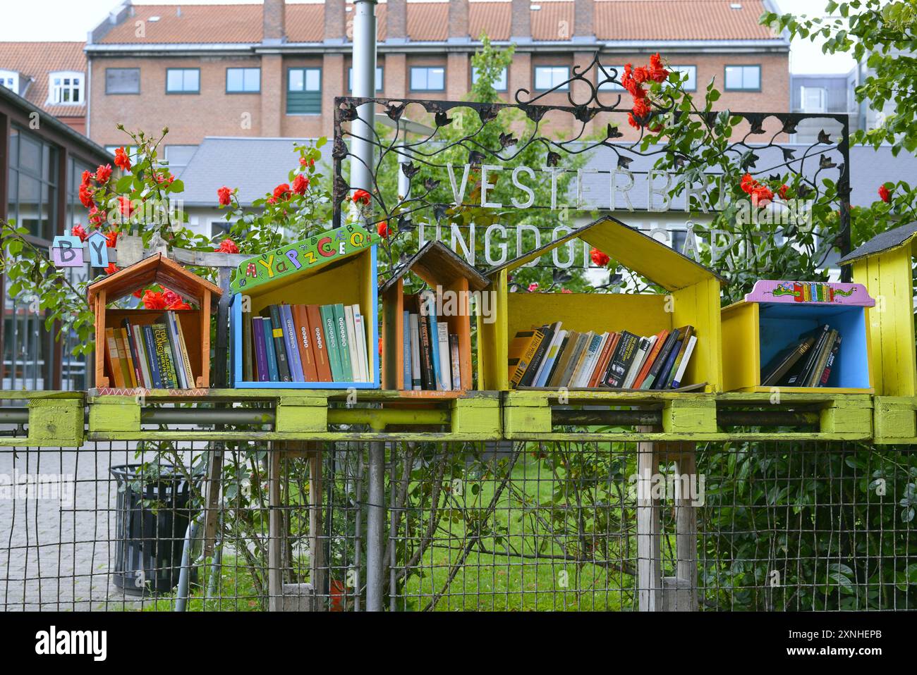 Book exchange area in the Vesterbro neighborhood in Copenhagen,Denmark ...