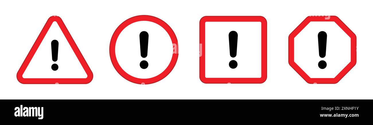 Hazard symbol in red and black color with exclamation symbol in ...
