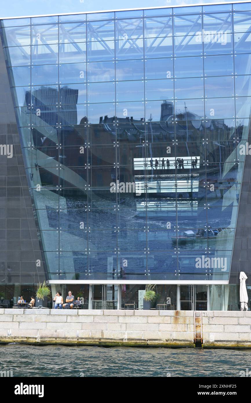 Royal Danish Library with the black diamond building in Copenhagen ...