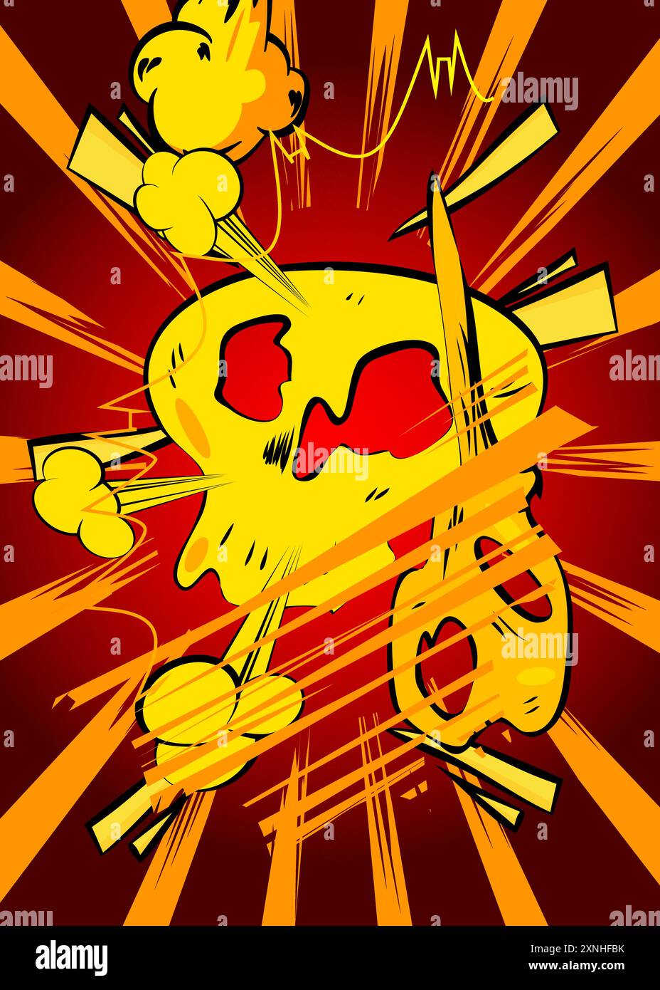 Cartoon background, comic book red and yellow backdrop. Retro vector ...