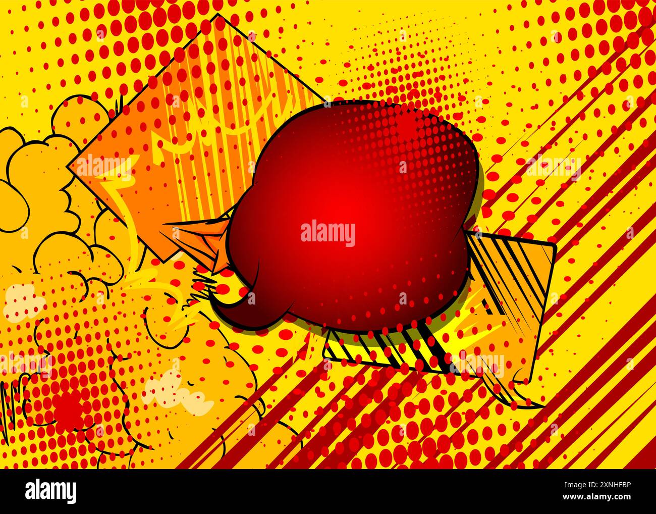 Cartoon background, comic book red and yellow backdrop. Retro vector ...