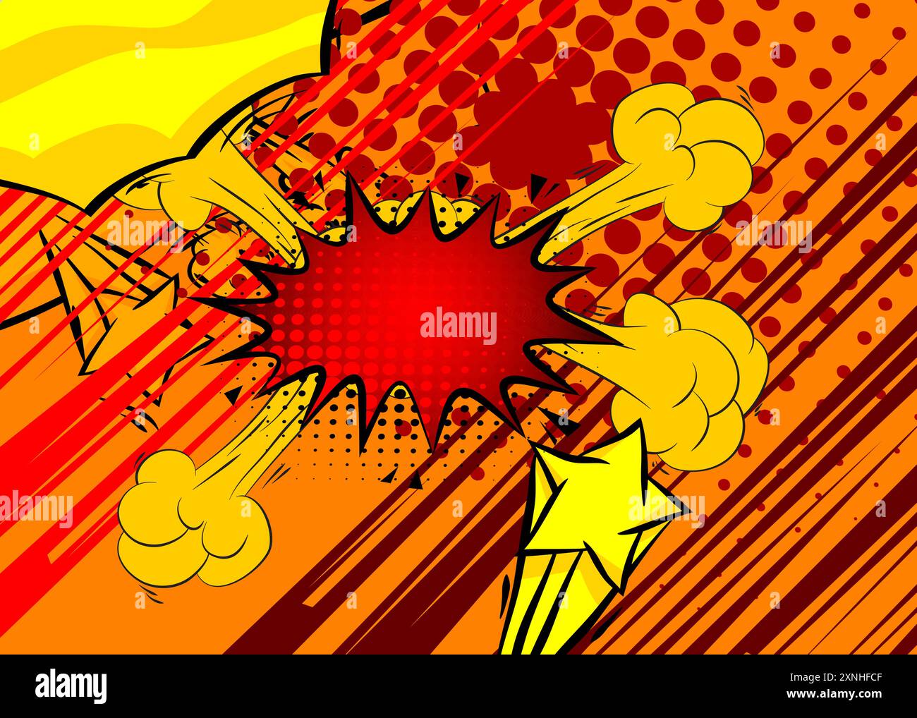 Cartoon background, comic book red and yellow backdrop. Retro vector ...