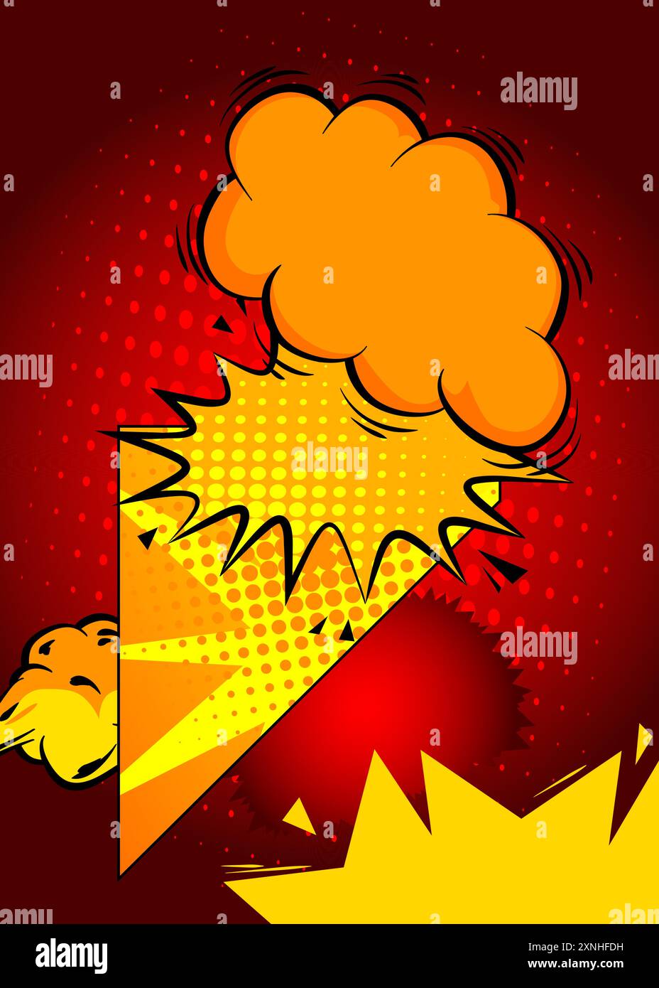 Cartoon background, comic book red and yellow backdrop. Retro vector ...