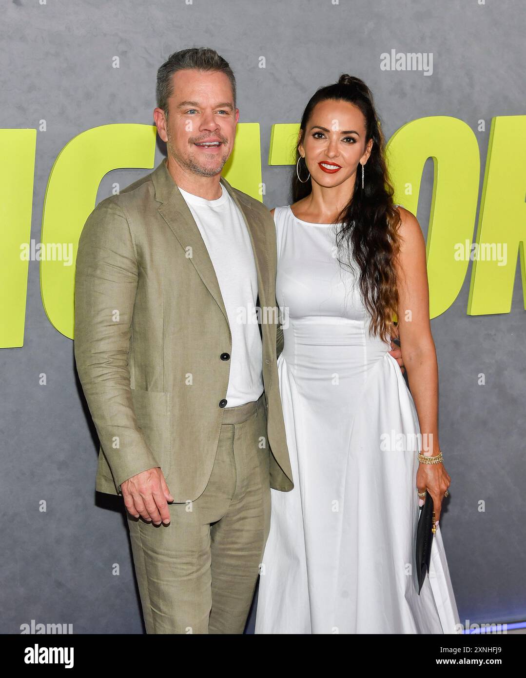 Matt Damon, left, and wife Luciana Barroso attend the Apple Original ...