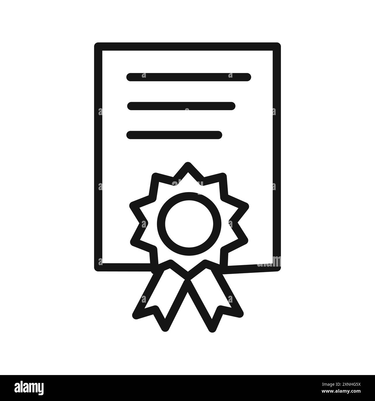 Course completion certificate icon linear vector graphics sign or ...