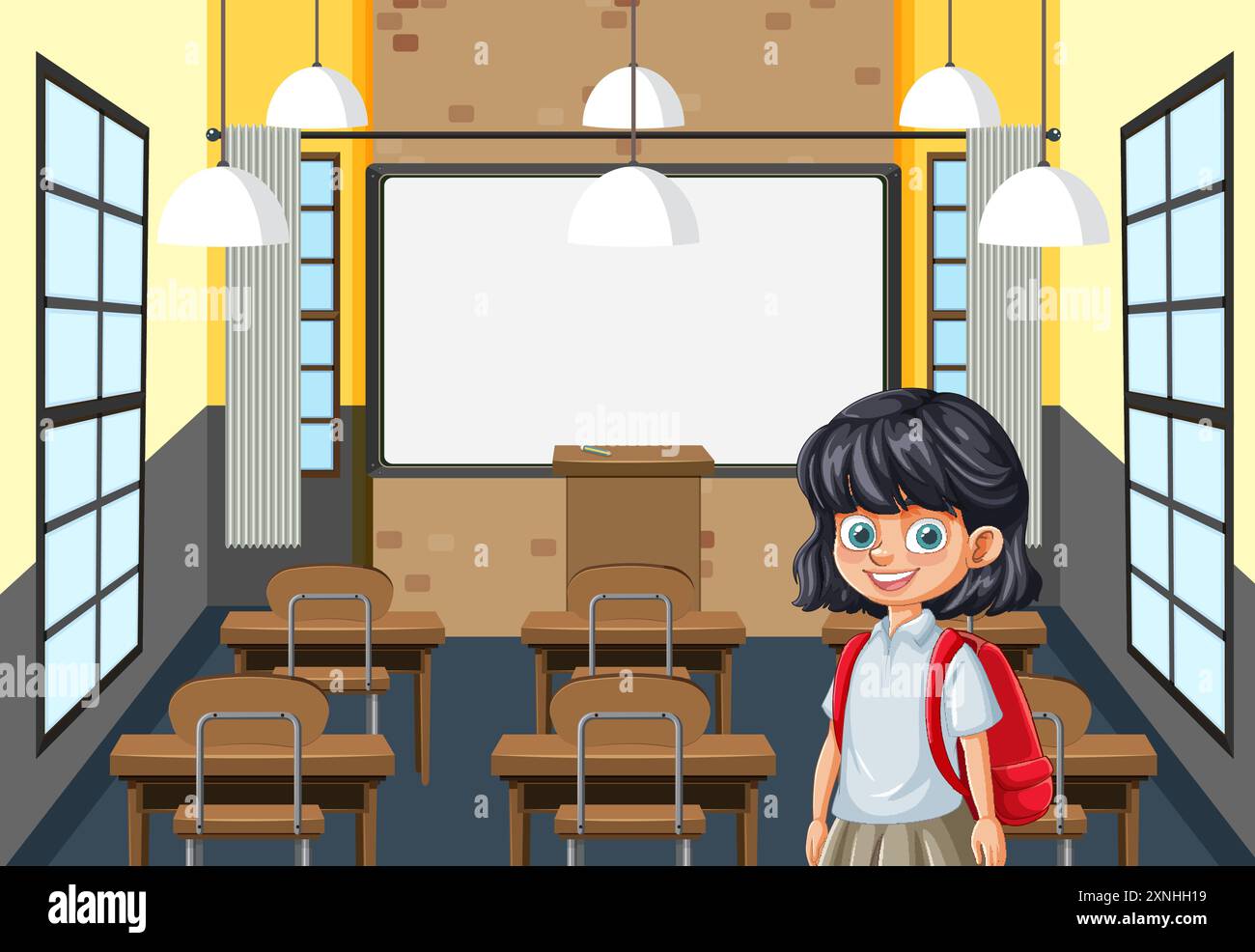 Empty classroom desks primary interior Stock Vector Images - Alamy