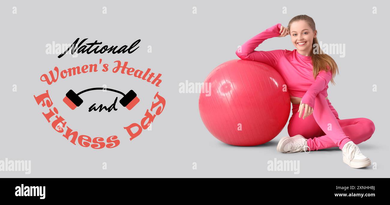 Banner for National Women's Health and Fitness Day with sporty woman ...