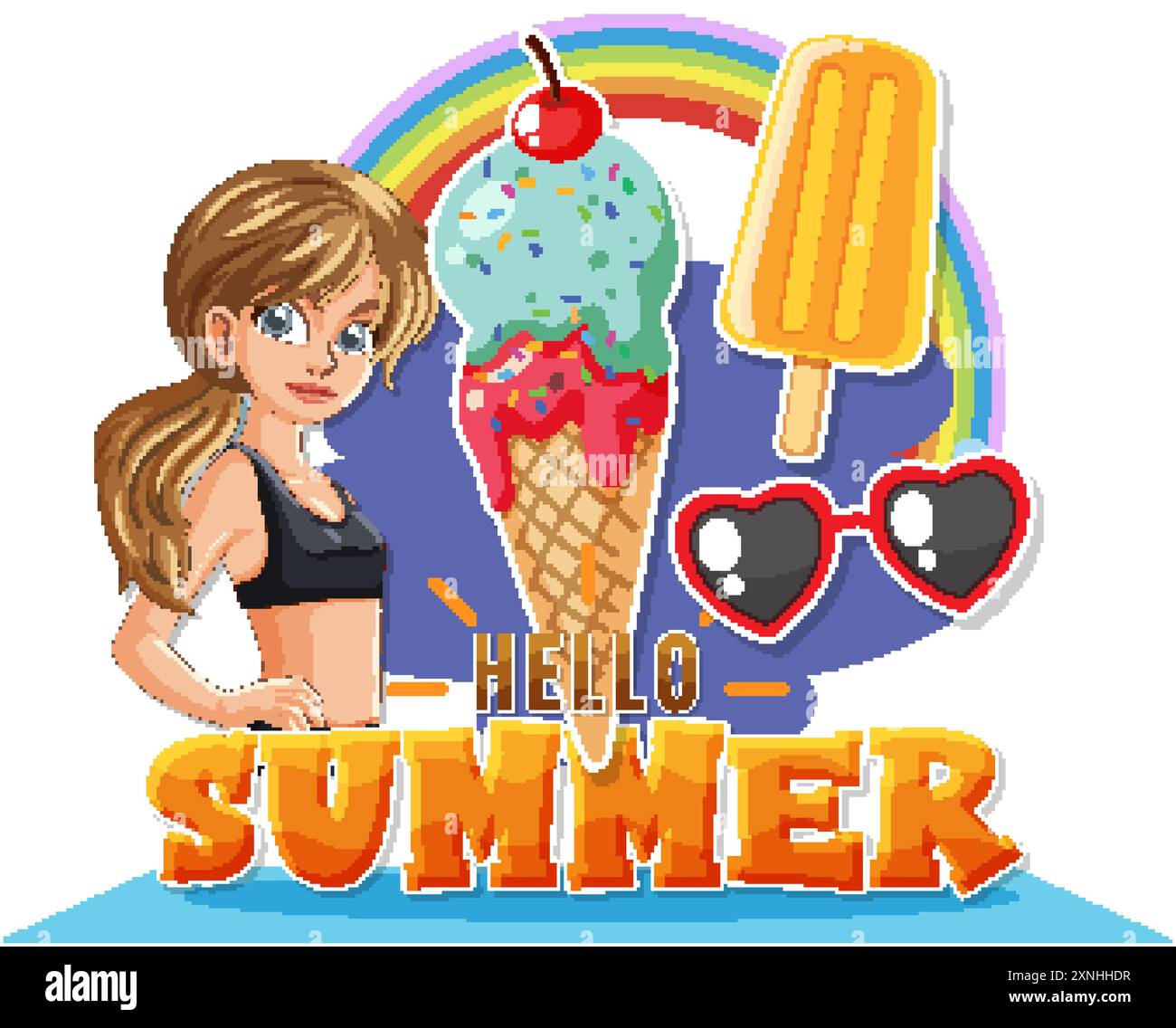 Rainbow ice cream popsicle Stock Vector Images - Alamy