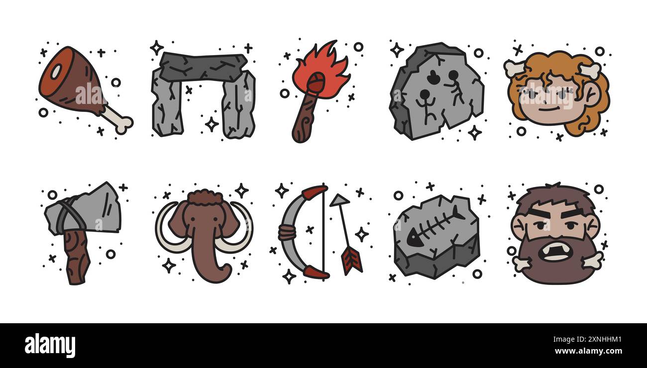 Stone Age Doodle Set Stock Vector Image & Art - Alamy