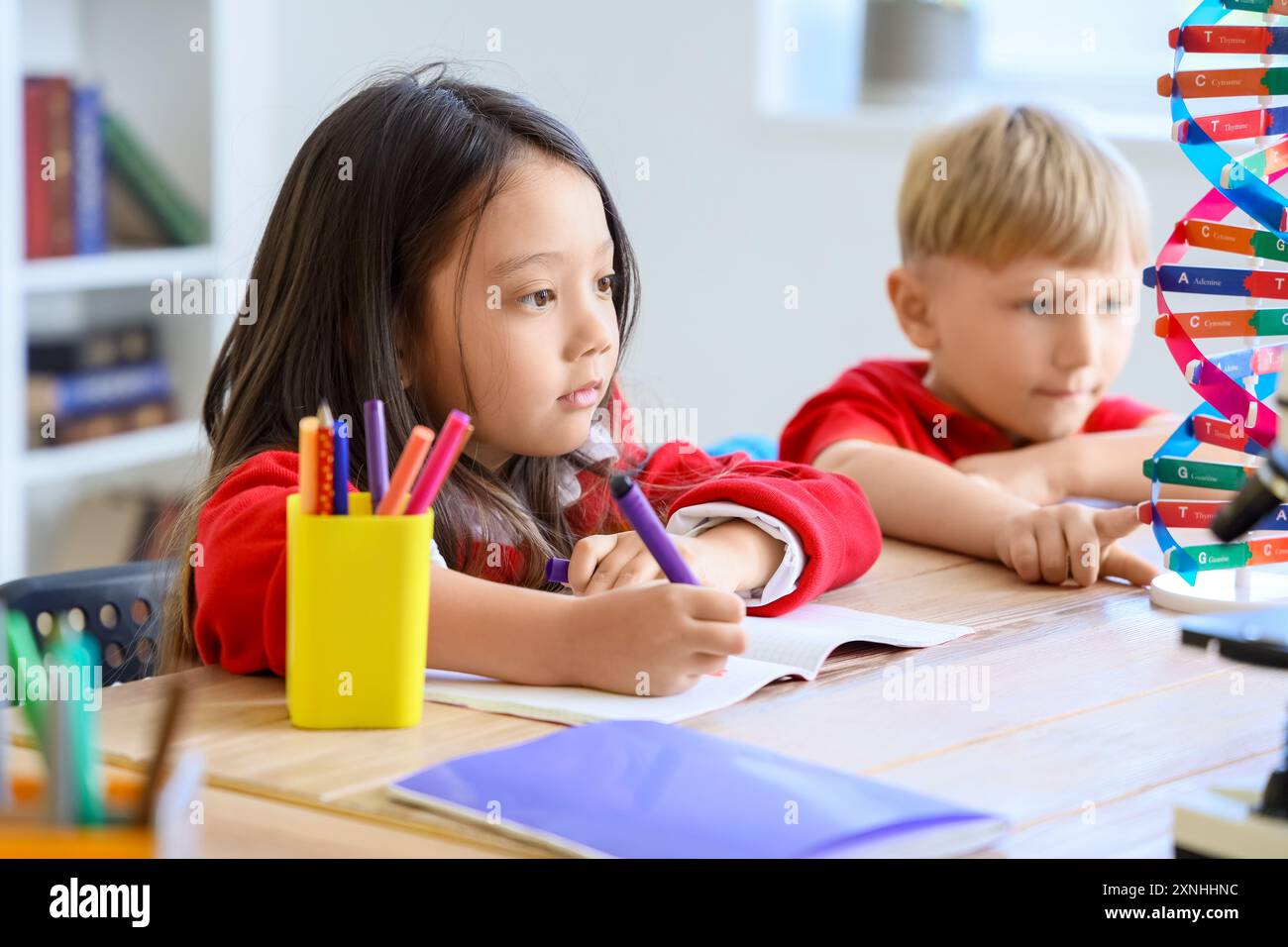 Little school children in classroom during lesson Stock Photo - Alamy