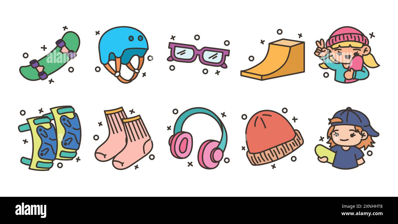 Skate Doodle Set Stock Vector Image & Art - Alamy