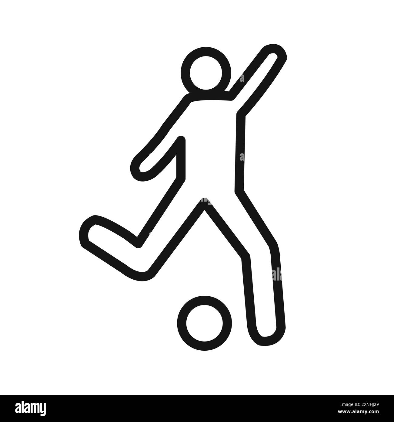Soccer player with ball icon linear vector graphics sign or symbol set for web app ui Stock ...