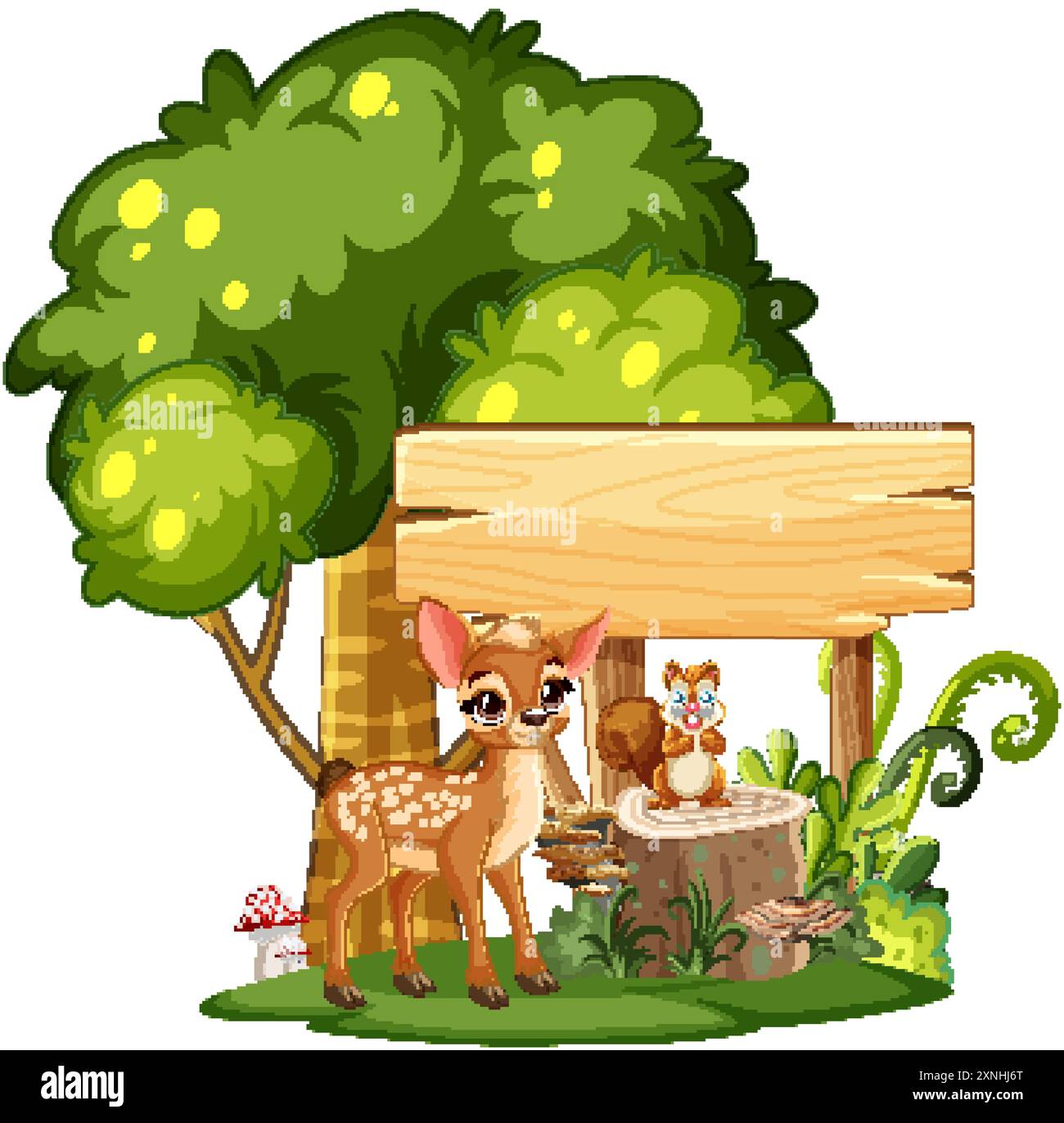 Deer and squirrel in a forest scene Stock Vector Image & Art - Alamy