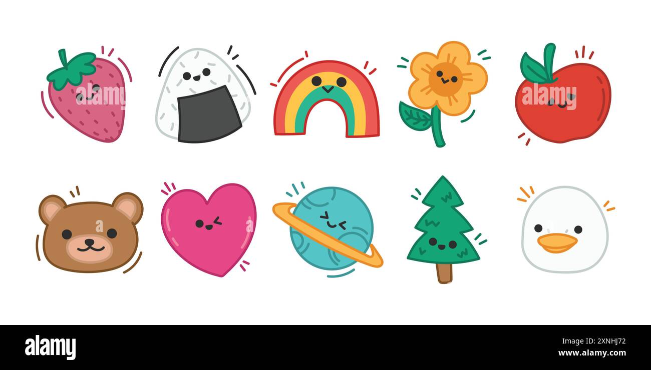 Cute Cartoon Doodle Set Stock Vector Image & Art - Alamy