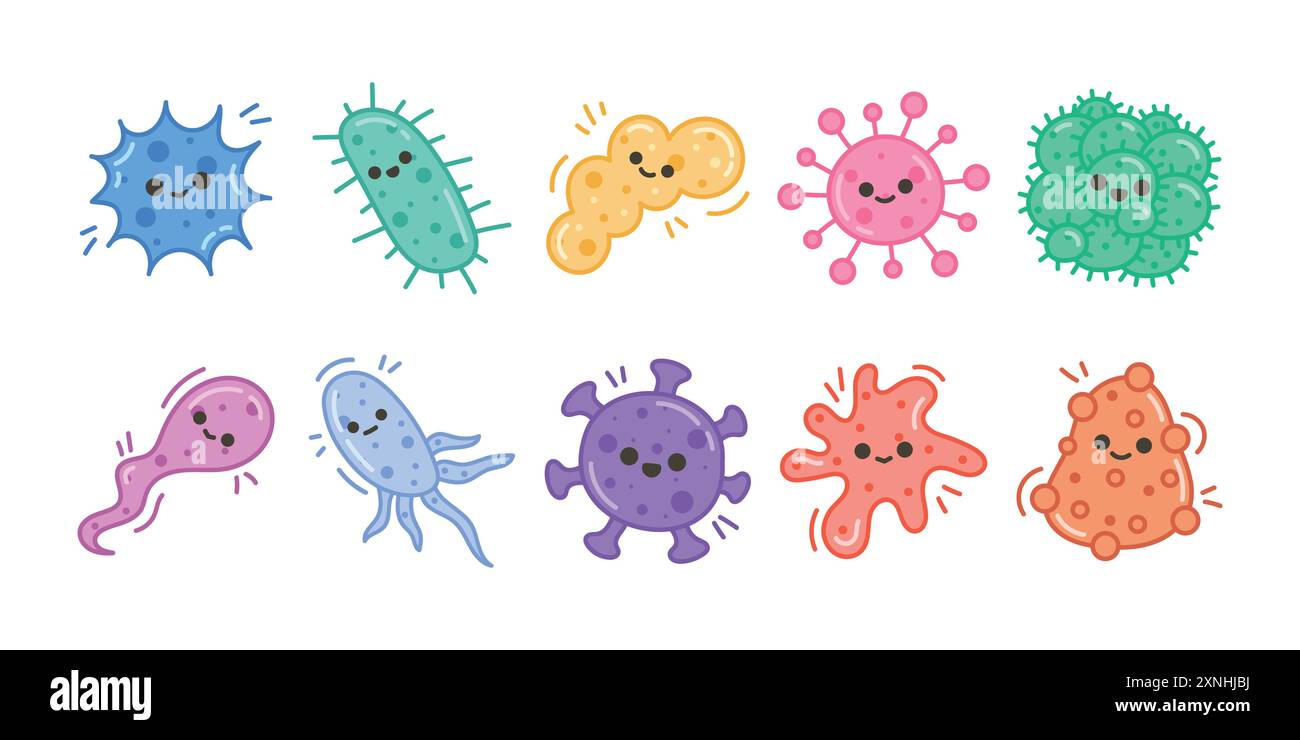 Playful Bacteria Doodle Set Stock Vector Image & Art - Alamy