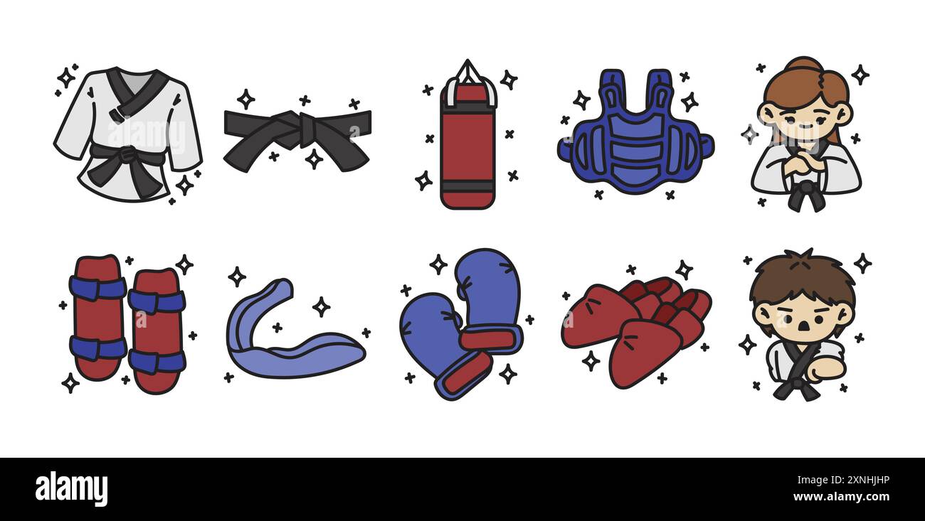 Karate Doodle Set Stock Vector Image & Art - Alamy
