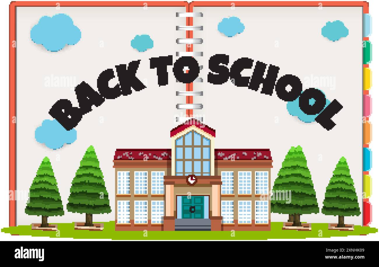 School building with trees and clouds Stock Vector Image & Art - Alamy