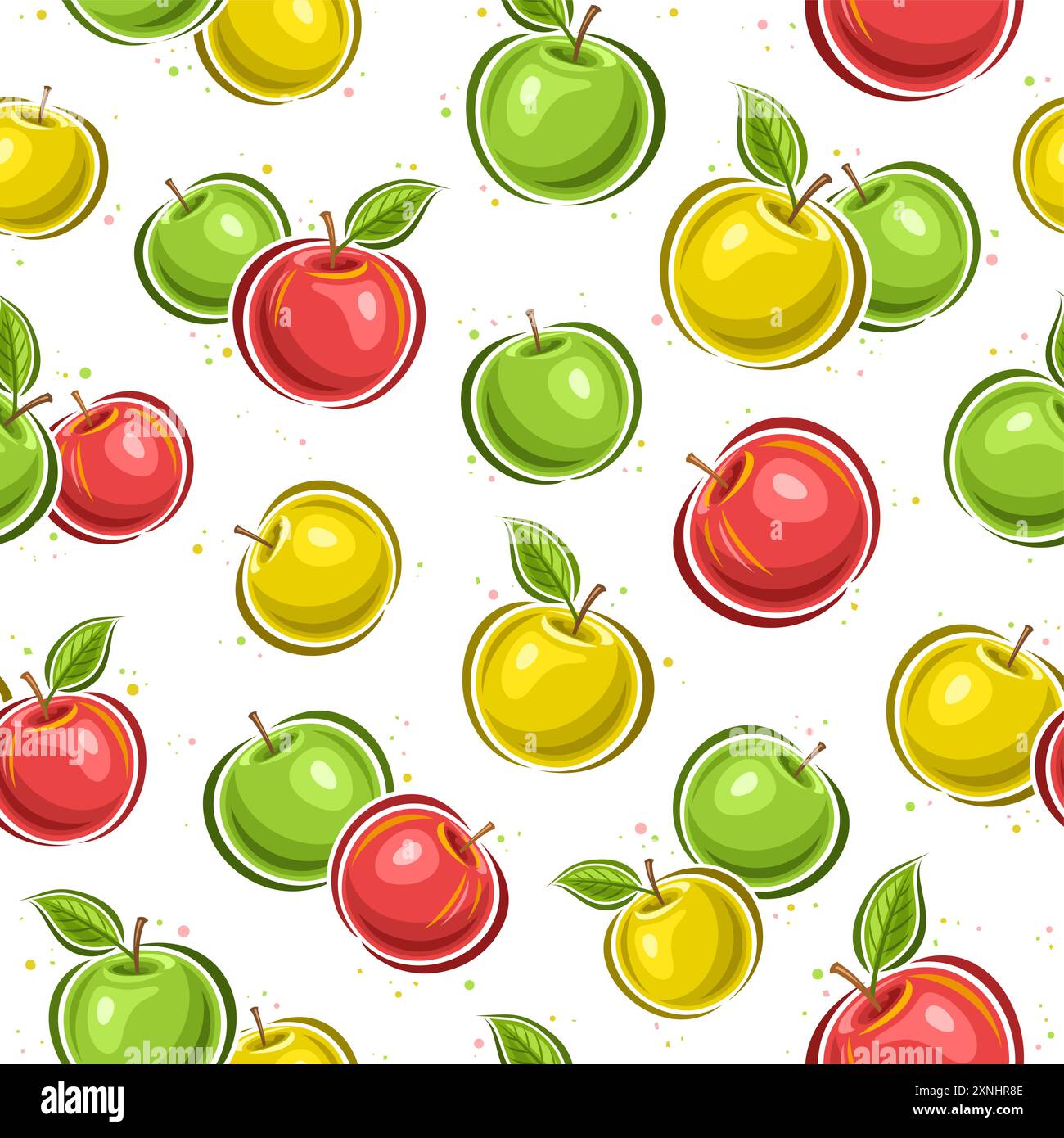 Vector Colorful Apple seamless pattern, repeating background with ...