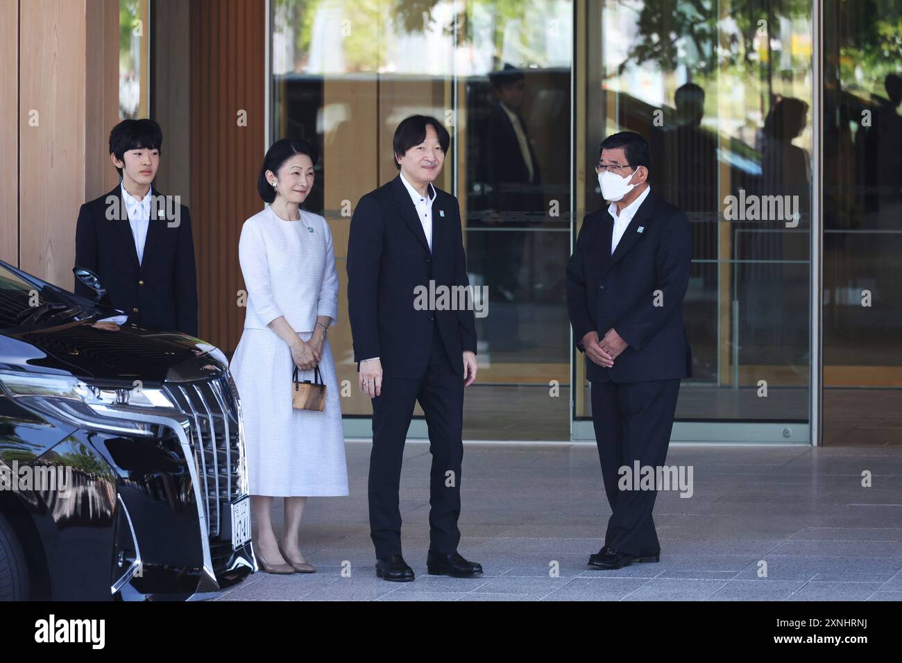 Japanese Crown Prince Akishino and his wife Crown Princess Kiko and their eldest son, Prince ...